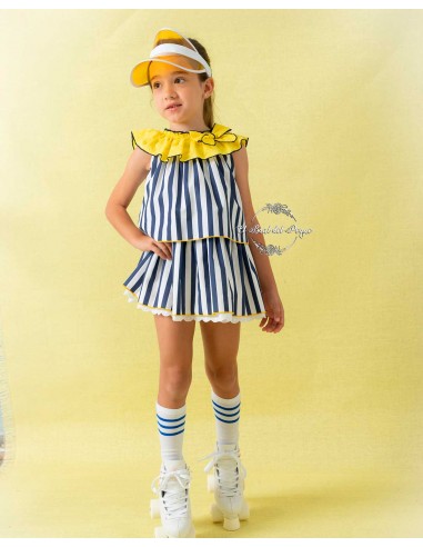 Vestido Rayas Amarillo y Azul Cuka Moda Infantil Mayonesa