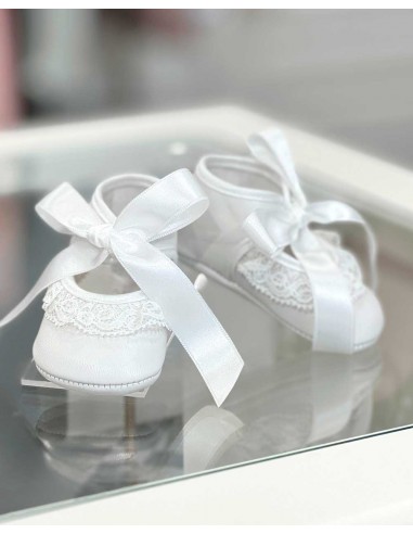 Angelito Unisex Nácar Puntilla Blanco Roto Cuquito Ceremonia